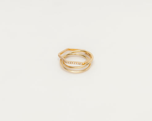 Gold ring with diamonds - Cerchio Cerchio Esagono | Lia Di Gregorio