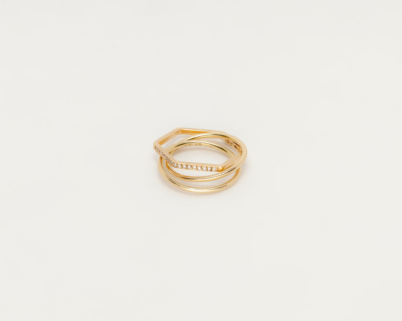 Gold ring with diamonds - Cerchio Cerchio Esagono | Lia Di Gregorio