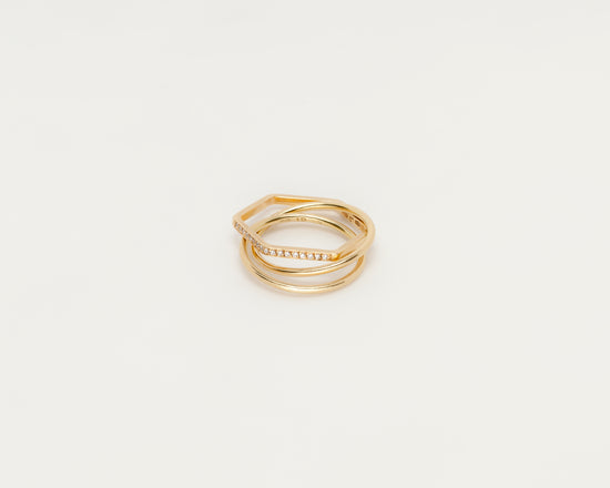 Gold ring with diamonds - Cerchio Cerchio Esagono | Lia Di Gregorio