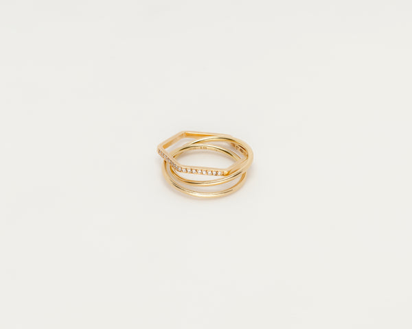 Gold ring with diamonds - Cerchio Cerchio Esagono | Lia Di Gregorio